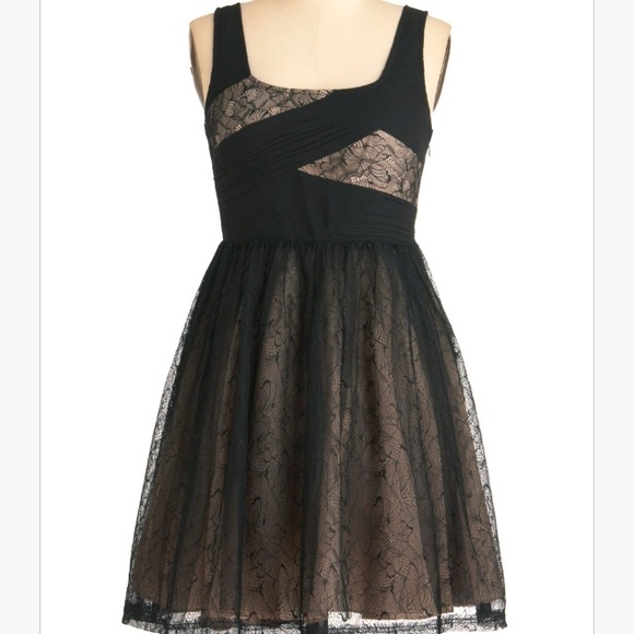 Minuet Petite | Dresses | Nwt Modcloth Minuet Black Lace Mesh Mini ...