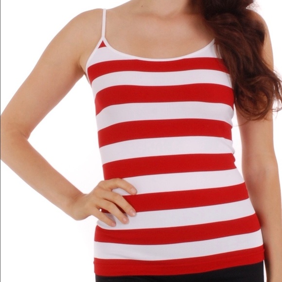 Tops | Red And White Striped Tank | Poshmark