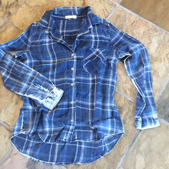 Anthropologie | Tops | Plaid Distressed Wash Button Down Shirt | Poshmark