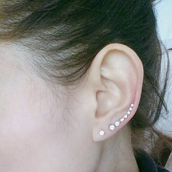 Jewelry | Crystal Gold Plated Linear Dipper Ear Climber | Poshmark
