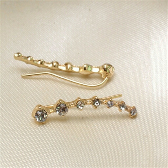 Jewelry | Crystal Gold Plated Linear Dipper Ear Climber | Poshmark