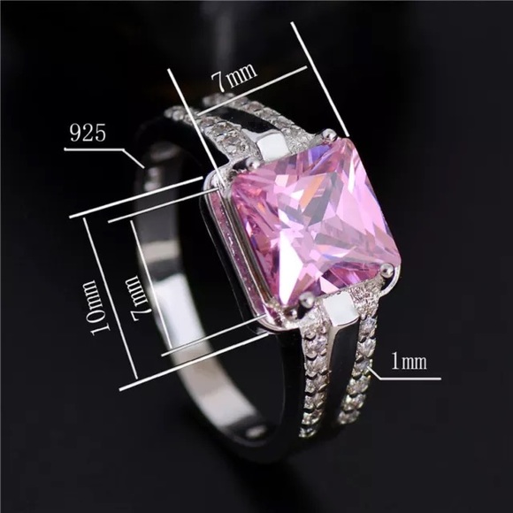 Jewelry | Princess Cut Cz Silver Engagement Ring | Poshmark