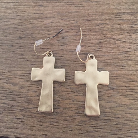 Boutique | Jewelry | Gold Cross Drop Earrings | Poshmark