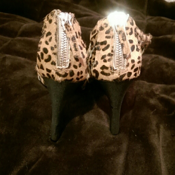 Mango | Shoes | Mango Faux Fur Leopard Print Heels | Poshmark