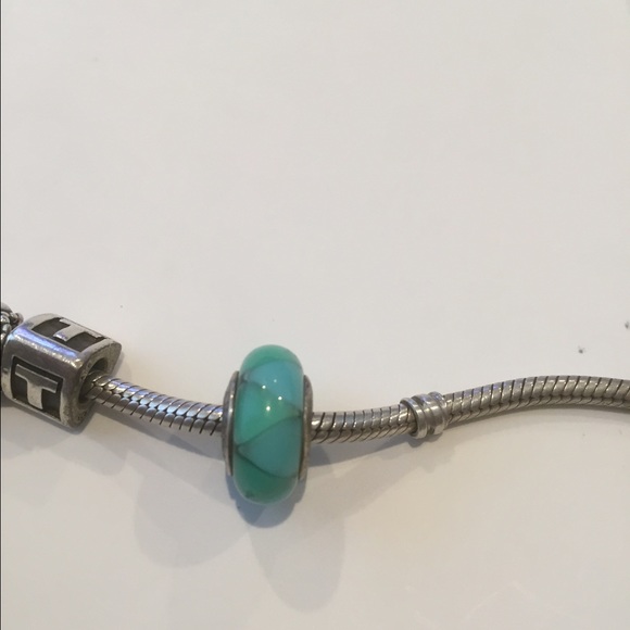 Pandora | Jewelry | Pandora Blue And Green Triangle Glass Charm | Poshmark