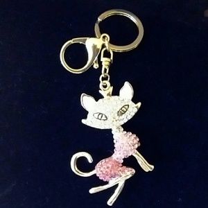 Accessories | Pink Rhinestone Cat Key Chain | Poshmark