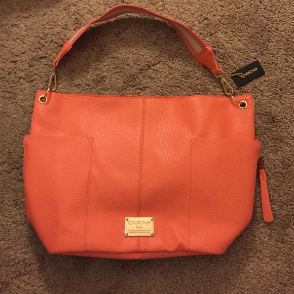 bebe | Bags | Just In Time For Summer Bright Peach Bebe Tote | Poshmark