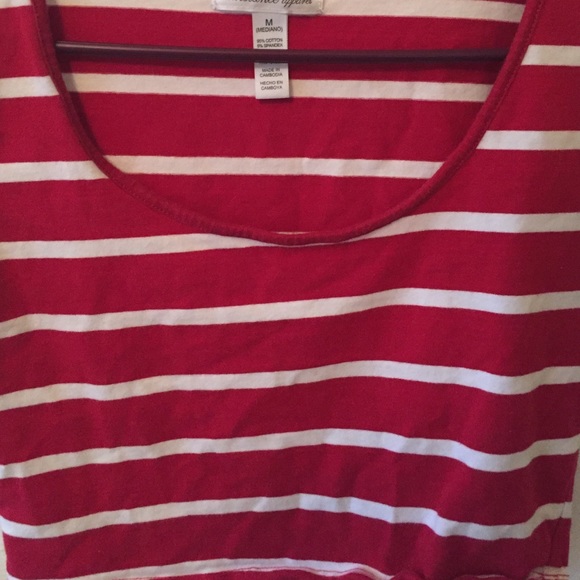 Ambiance | Tops | White And Red Striped Crop Top | Poshmark