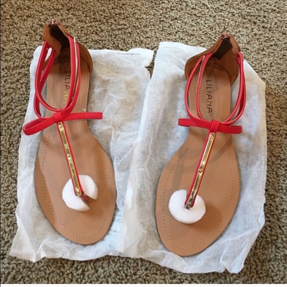 Shoes | New In Box Gold And Red Sandals | Poshmark