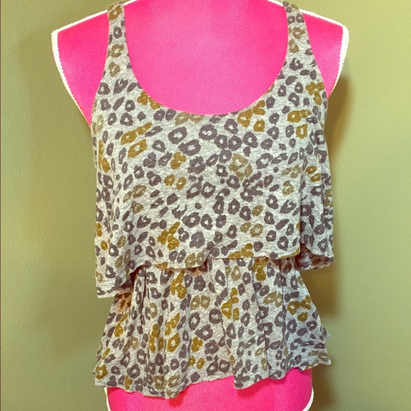 Tops | Leopard Print Tiered Cheetah Tank Sz Sm | Poshmark
