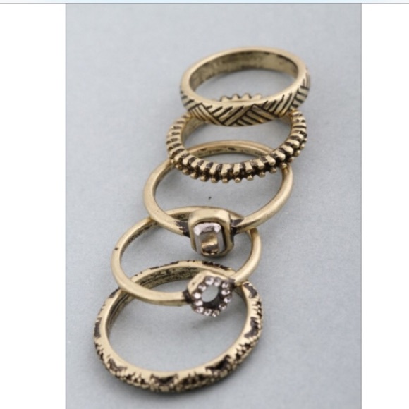 Jewelry | Burnish Silver Boho 5 Piece Ring Stacking Set | Poshmark