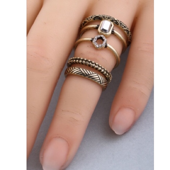 Jewelry | Burnish Silver Boho 5 Piece Ring Stacking Set | Poshmark