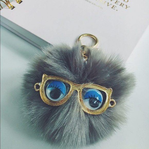 Accessories | Adorable Gray Faux Fur Pom Pom Puff Keychain | Poshmark