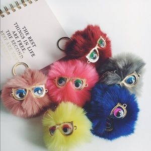 Accessories | Adorable Gray Faux Fur Pom Pom Puff Keychain | Poshmark