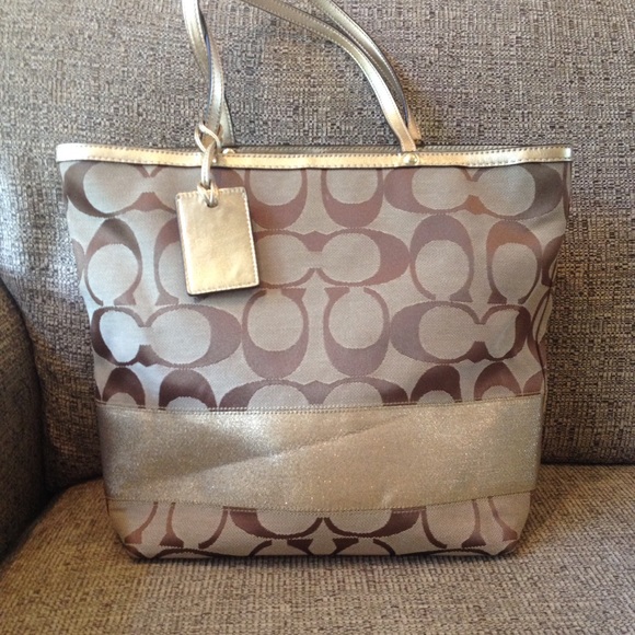Coach | Bags | Gold And Tan Coach Purse | Poshmark