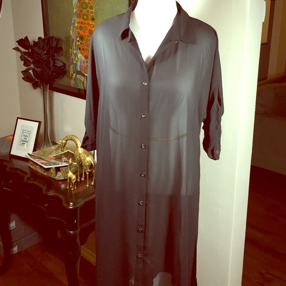 Tops | Sheer Black Duster Top Tunic 3x Nwot | Poshmark