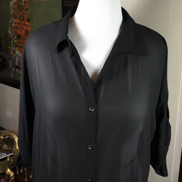 Tops | Sheer Black Duster Top Tunic 3x Nwot | Poshmark