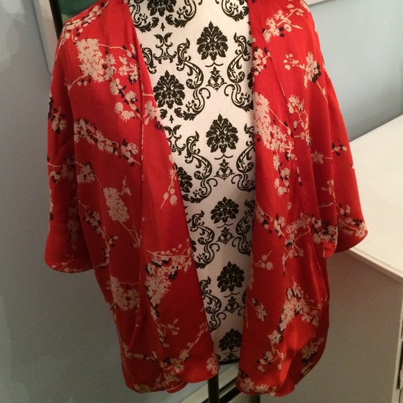 Forever 21 | Jackets & Coats | Orange Floral Asian Jacket Sz Lg | Poshmark