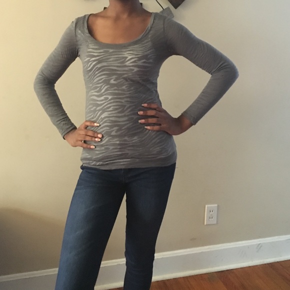 Splash | Tops | Seethrough Gray Zebra Print Long Sleeve Top | Poshmark