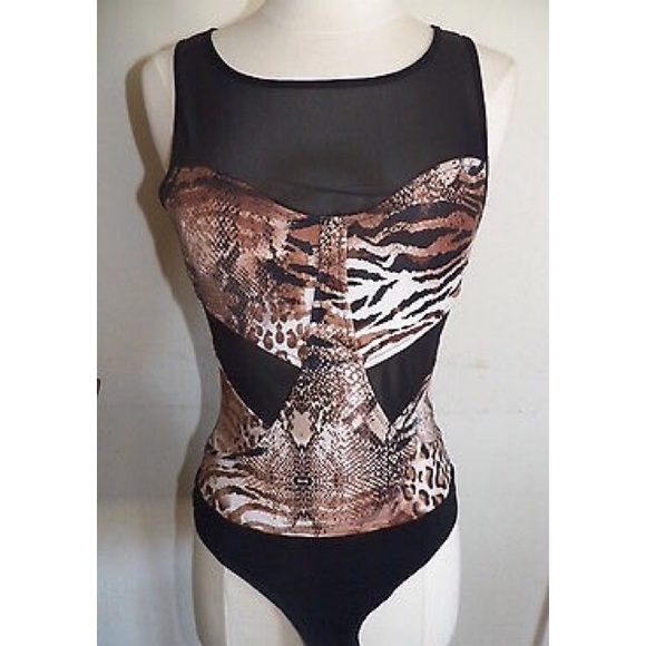 bebe | Tops | Nwt Bebe Black Leopard Print Mesh Cutout Bodysuit | Poshmark