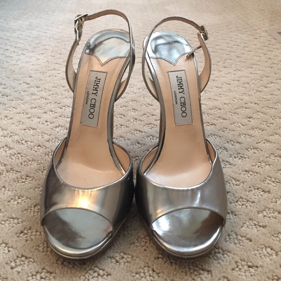 Jimmy Choo | Shoes | Authentic Jimmy Choo Metallic Silver Stilettos ...