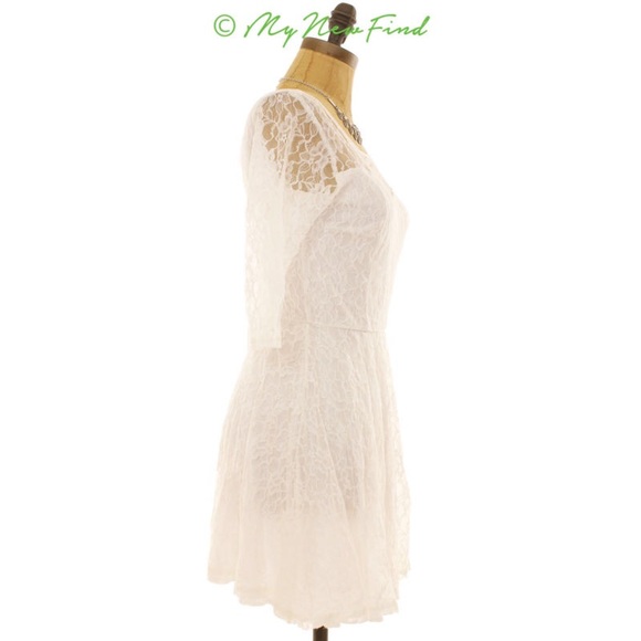 bp | Dresses | Bp Boatneck Lace Mini Illusion Fit Flare Dress | Poshmark