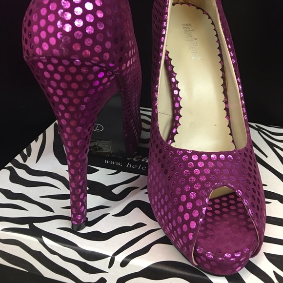 Helen Heart | Shoes | Purple Peep Toe Heels | Poshmark