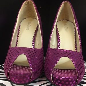 Helen Heart | Shoes | Purple Peep Toe Heels | Poshmark