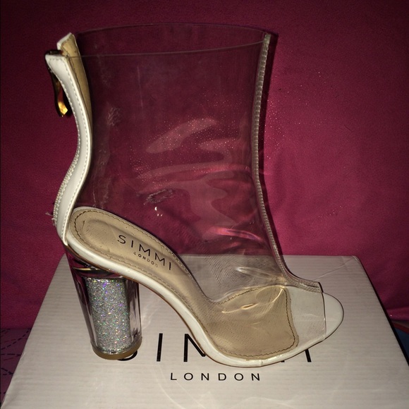 Simmi | Shoes | Perspex Glitter Heel Boots | Poshmark