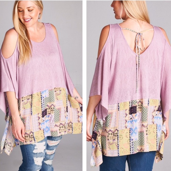 T.La | Tops | Cold Shoulder Print Tunic | Poshmark