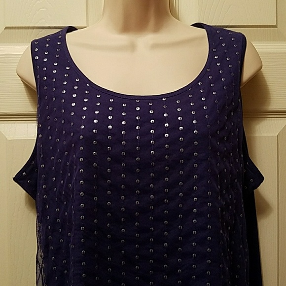 Chico's | Tops | Nwt Chicos 2 Navy Sequined Tank Top | Poshmark