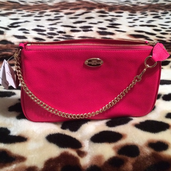 Coach | Bags | Coach Hot Pink Purse With Gold Chain Strap | Poshmark