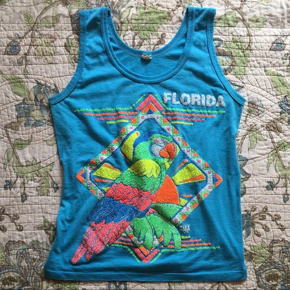 Vintage | Tops | Vintage 9s Neon Florida Bird Tank Top | Poshmark