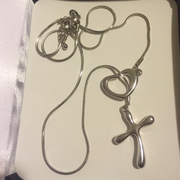 Jewelry | Pure Silver Cross In Heart Necklace | Poshmark