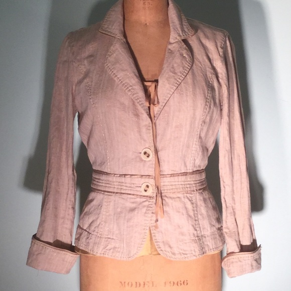 Kenar | Jackets & Coats | Kenar Gold Lurextan Herringbone Linen Blazer ...