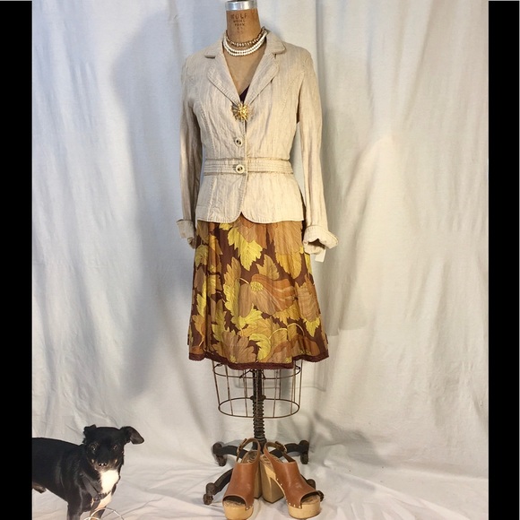 Kenar | Jackets & Coats | Kenar Gold Lurextan Herringbone Linen Blazer ...