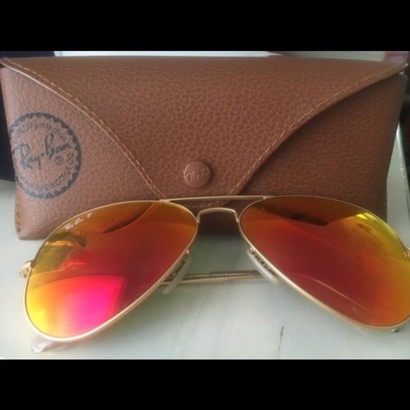 Ray-Ban | Accessories | Rayban Polarized Aviator Orange Flash Lense ...