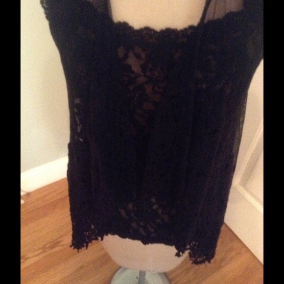 XCVI | Tops | Beautiful Black Lace Vest | Poshmark