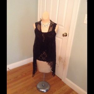 XCVI | Tops | Beautiful Black Lace Vest | Poshmark