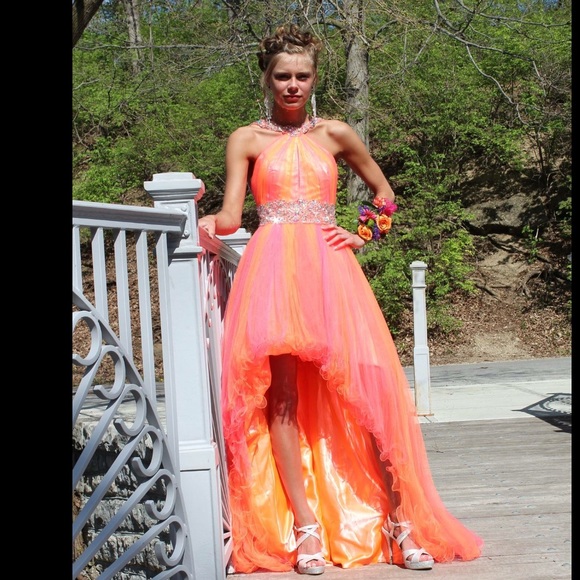 Dresses Macduggal Neon Orange Prom Formal Dress Poshmark