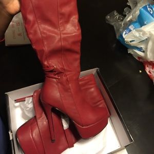 Shoes | Knee High Boots Red | Poshmark
