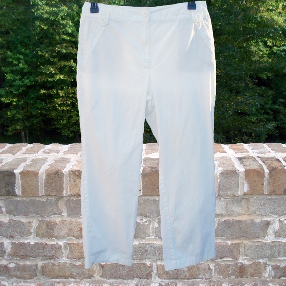 Talbots | Pants & Jumpsuits | Talbots Stretch Cotton Pants Button Belt ...