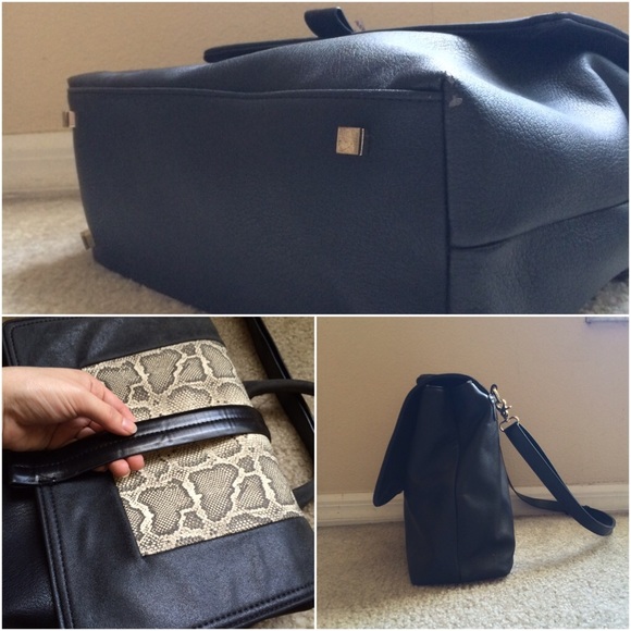 Zara | Bags | Zara Black Creme Gold Snakeskin Pleather Bag | Poshmark