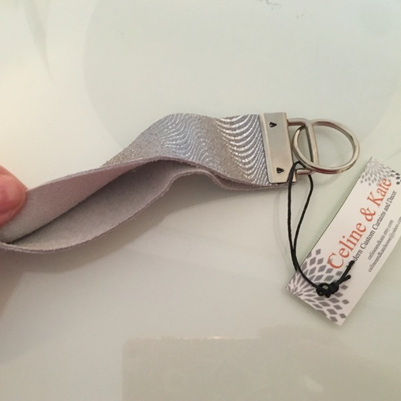 celine & kate | Accessories | Nwt Celine Kate Leather Keychain Silver ...