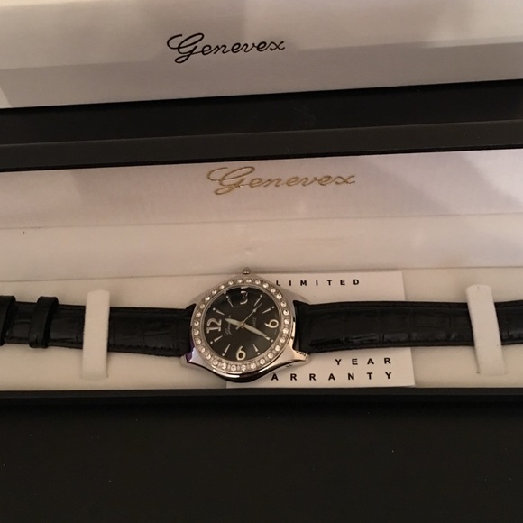 Genevex | Jewelry | Genevex By Movado Gen Leather Dmnd Lngth | Poshmark