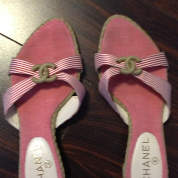 CHANEL | Shoes | Chanel Authentic Red White Beach Sandals | Poshmark