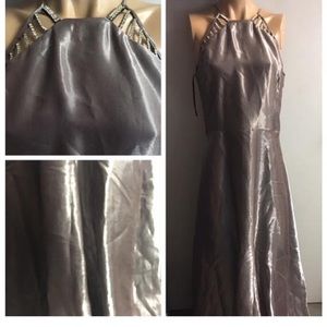 Dresses | Grey Crystal Straps Shiny Maxi Dress | Poshmark