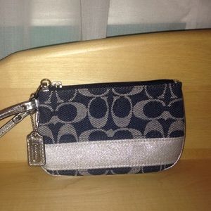Coach | Bags | Navy Blue Silver Grey Coach Wristlet | Poshmark