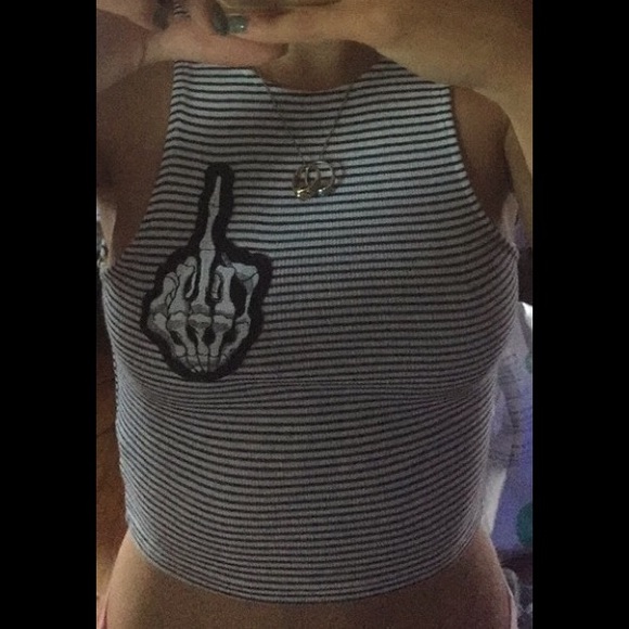 Urban Outfitters | Tops | Skeleton Middle Finger Crop Top | Poshmark