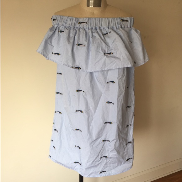 Sea | Dresses | Offshoulder Dress W Embroidered Fish Pattern | Poshmark